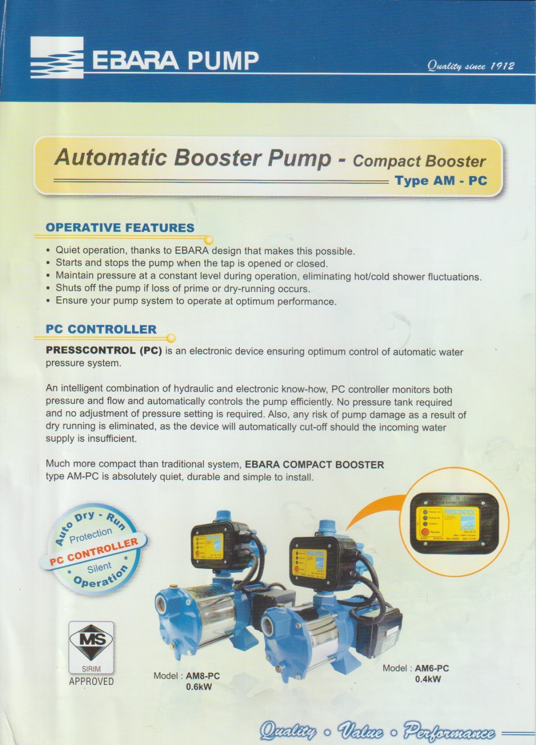 Ebara AM6-PC Automatic Booster Pump - TT Tekun Equipment Sdn Bhd